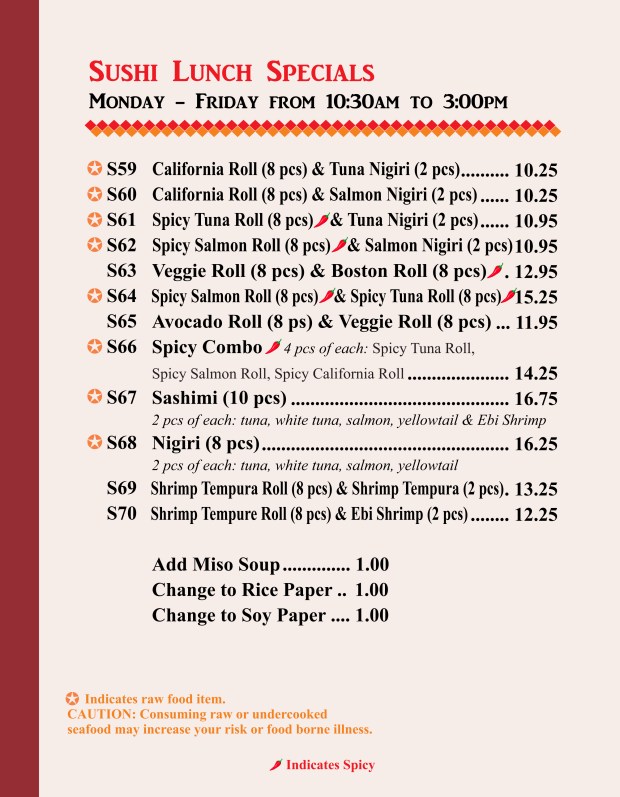 Lunch Specials – Lychee Kitchen